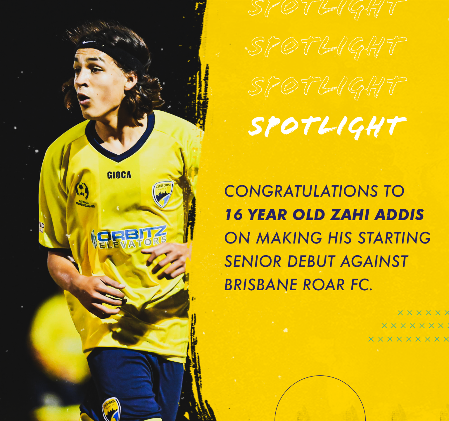Zahi Addis Starting Debut – Gold Coast United FC